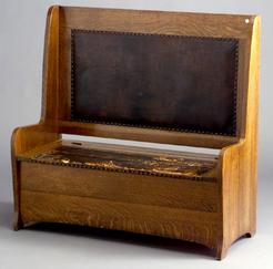 Furniture: Bench; Arts & Crafts, Limbert, Inglenook, Lift Seat, Japan ...