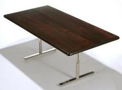 Furniture: Desk; Helikon, Table Desk, Mahogany & Chromium, 72 inch.