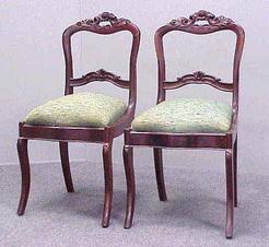 Furniture: Chair-Side (02); Victorian, Walnut, Rose-Back, Carved.