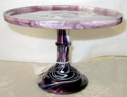 Slag Glass; Purple, Cake Stand, 6 inch.