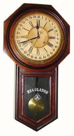 Calendar Clock; Ansonia, Regulator A, Wall, 32 inch.