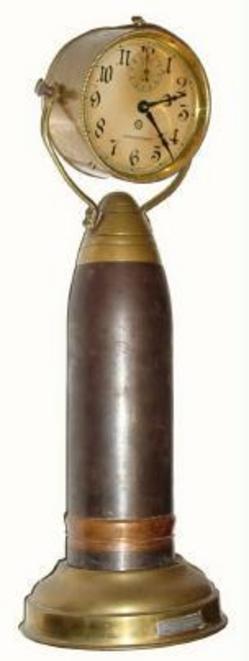 Novelty Clock; Sharpnell Clock, Cannon Projectile, Alarm, 19 inch.
