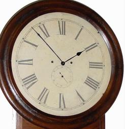 Regulator Clock; Atkins Clock Co, 8-Day, Wall, Rosewood, 54 inch.