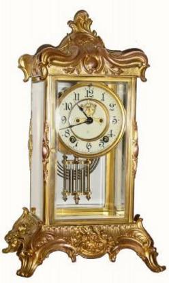 Mantel Clock; Ansonia, Zenith, Crystal Regulator, Brass & Glass, 15 inch.