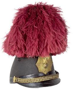 Helmet; US Militia Artillery, Leather, Red Ostrich Plume.