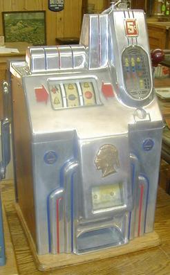 Slot Machine; Jennings, Indian Head, 3 Reel, 5 Cent.