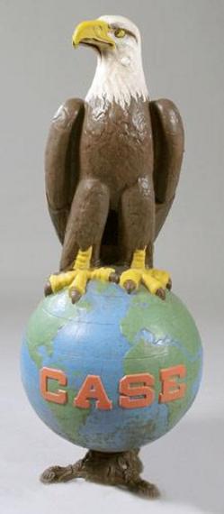 Advertising-Farm; Case Threshing Machine Co, Eagle on Globe, Cast Iron, 52 inch.