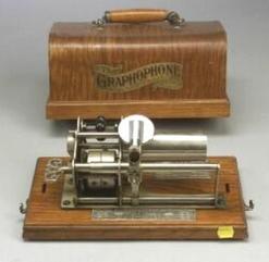 Phonograph; Columbia, Graphophone, Type B, Oak Case, Reproduction Horn.