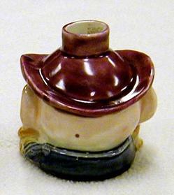 Majolica Pottery; Whiskey, Palmer Cox Brownie, Figural, 3 inch.