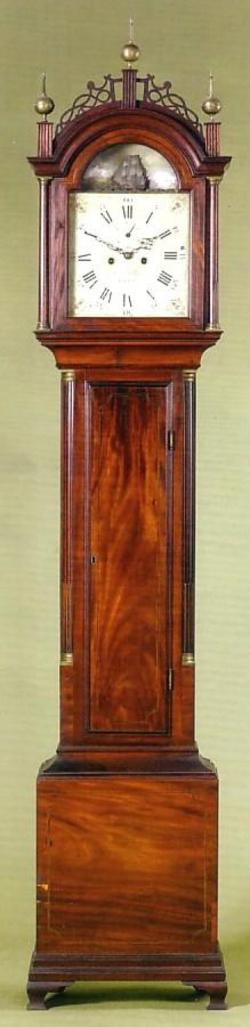 Tall Case Clock; Massachusetts, Hepplewhite, Willard (Aaron), Mahogany, Paul Revere Label ...