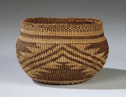 Basket; Klamath/Modoc, Twined, Overlay Design, 5 inch.