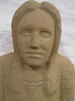 Folk Carving; Reed (Ernest 'Popeye'), Indian Brave Seated, Sandstone ...