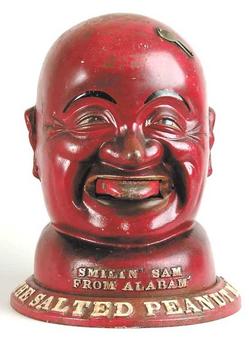 Vending Machine; Smilin' Sam from Alabam, Peanut Vendor, 1 Cent, 14 inch.
