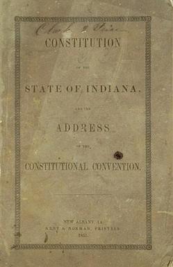 Historical Document; Indiana, State Constitution, 1851.