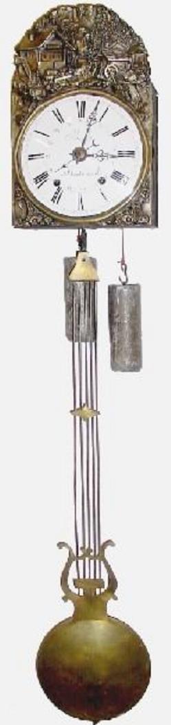 Wall Clock; French, Morbier, Prayer Repeat, 2-Weight, 60 inch.