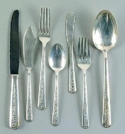 Flatware; Sterling Silver, Towle, Rambler Rose Pattern, 71 Pieces.