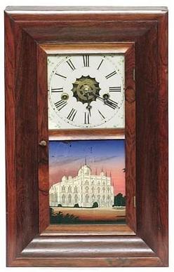 Shelf Clock; Gilbert (William L), 30-Hour, Ogee, Mini, 19 inch.