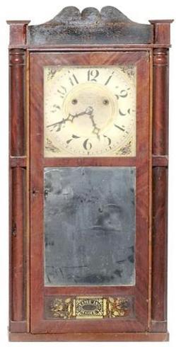 Shelf Clock; Hoadley (Silas), Upside Down, Time is Money, 28 inch.