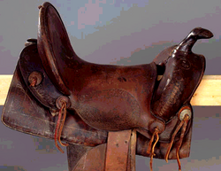 Saddle; Western, High-Back, Steel & Wood Stirrups.