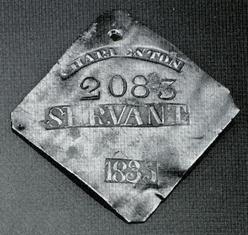 Slave Tag; Charleston Servant, 1835, No 2083, Copper.