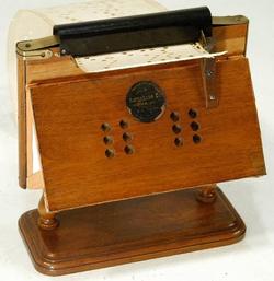 Organette; Horton Autophone, Walnut Case, Paper Music Strips, 9 inch.