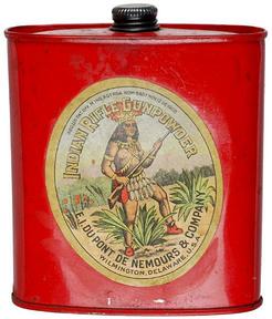 Tin-Gunpowder; DuPont, Indian Rifle Gunpowder, FFFg, 1908, 4 inch.