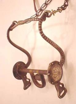 Horse Tack; Spade Bit, California S Shank Design, Silver Overlay.