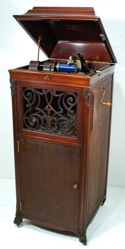 Phonograph; Edison, Amberola, Model A, Floor Cabinet, Mahogany, 4 ...