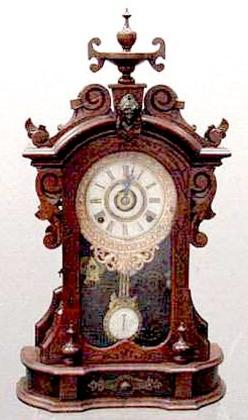 Shelf Clock; Kroeber (F), Alarm, Walnut, 26 inch.