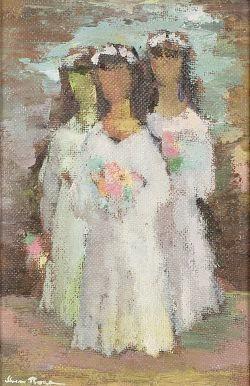 Rose, Iver; Oil on Canvas Board Painting, signed, Virgins, St Peter's ...