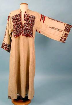 Tunic; Greek, Men's, Homespun Linen, Wool Embroidery.