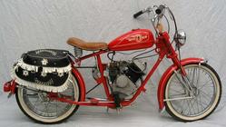 Motorbike; Whizzer, Sportsman, Kick-Start, Saddle Bags, 1950, Restored.