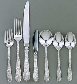 Flatware; Sterling Silver, Alvin, Bridal Bouquet Patttern, 65 pieces.