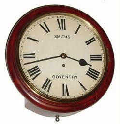Wall Clock; Astral for Smith, Coventry, Gallery, 8-Day, Cherry, 15 inch.