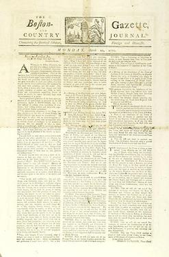 Newspaper; Boston, 1770, The Boston Gazette & Country Journal, Boston ...