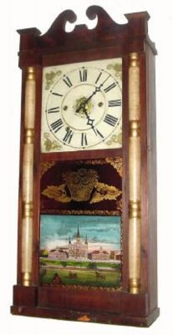 Shelf Clock; Pratt (Daniel), Groaner, 30-Hour, Alarm, Mahogany Veneer ...