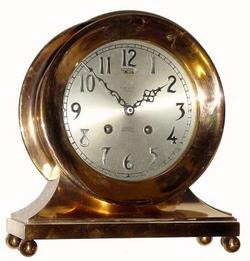 Ship's Clock; Chelsea, Commodore/Constitution, Brass Base & Ball, 8-Day ...