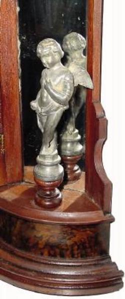 Shelf Clock; Ansonia, Triumph, Walnut, Mirror Side, 25 inch.