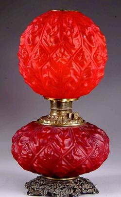 Parlor Lamp; Gone With the Wind, Satin Glass, 22 inch.