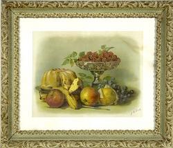 Smith Jr; Chromolithograph, signed, Still Life of Fruit, 19 inch.