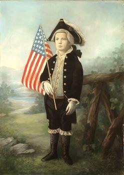 American School; Crayon on Photograph, Young Boy in Colonial Dress ...