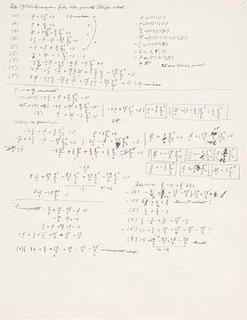 Manuscript; Einstein (Albert), Mathematical Equations.
