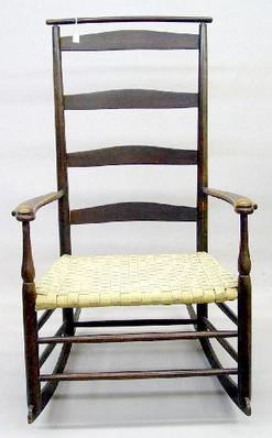 Furniture: Chair-Rocking; Shaker, Mount Lebanon, #7, Tape Seat, Arched ...