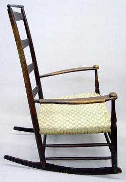 Furniture: Chair-Rocking; Shaker, Mount Lebanon, #7, Tape Seat, Arched ...