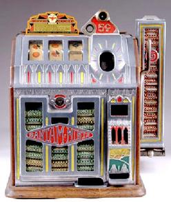 Slot Machine; Pace, Bantam Mints Vendor, 3 Reel, 5 Cent, Side Vendor.