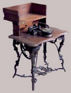 Sewing Machine; Florence, Cast Iron Treadle, Case, 34 inch.