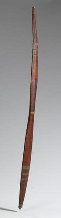 Bow; Eskimo, Elongated Hourglass, Sinew Cable Wrapped, Carved Wood, 54 ...