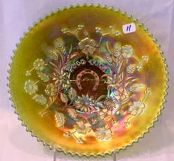 Northwood Glass; Carnival, Good Luck/Basket Weave Exterior, Plate ...