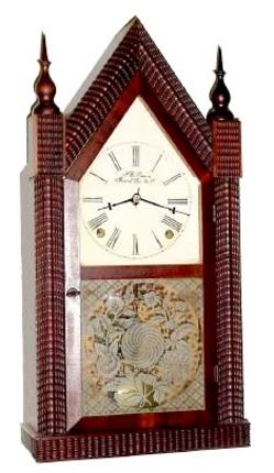 Shelf Clock; Brown (JC), Steeple (or Sharp Gothic), 8-Day, Ripple Front ...
