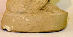 Folk Carving; Reed (Ernest 'Popeye'), Owl, Sandstone, signed, 8 inch.